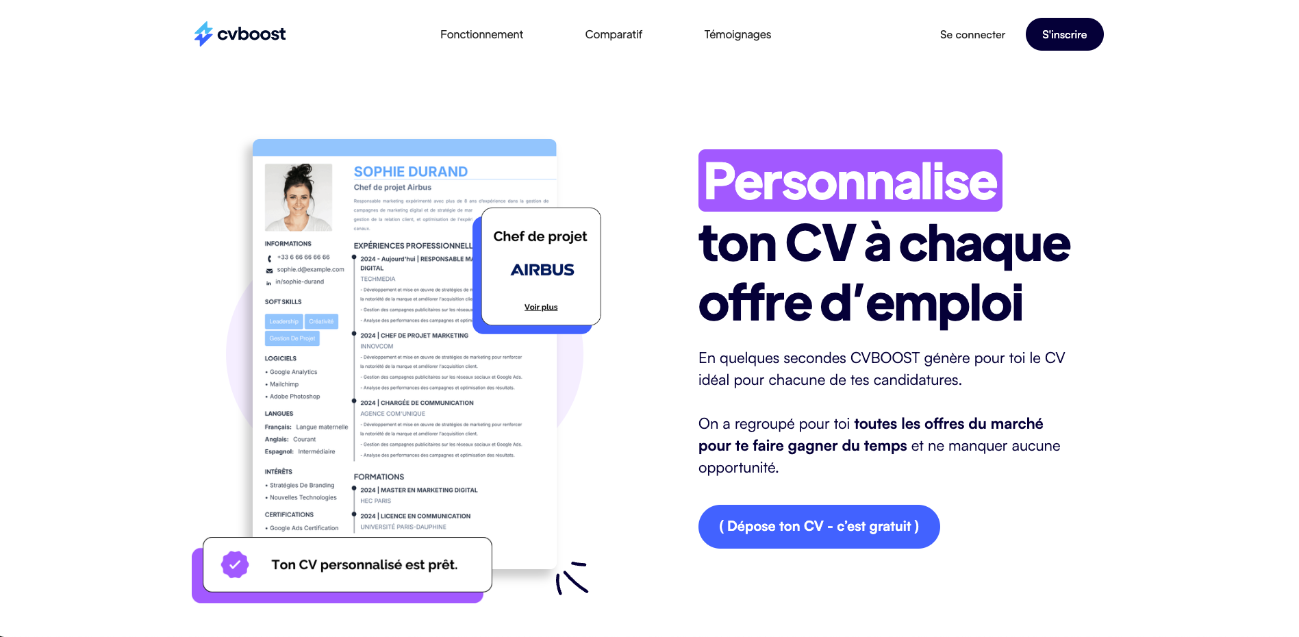 CVBoost | Personnalise ton CV à chaque offre d’emploi